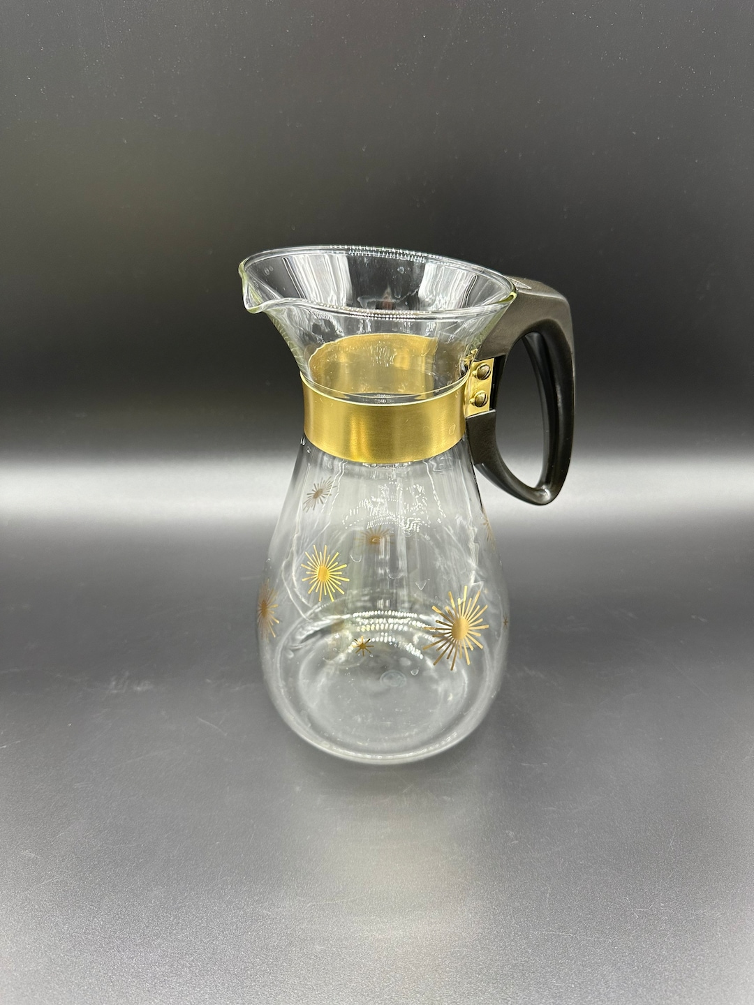 Vintage Pyrex Pitcher Starburst Atomic Glass USA Gold Black - Etsy