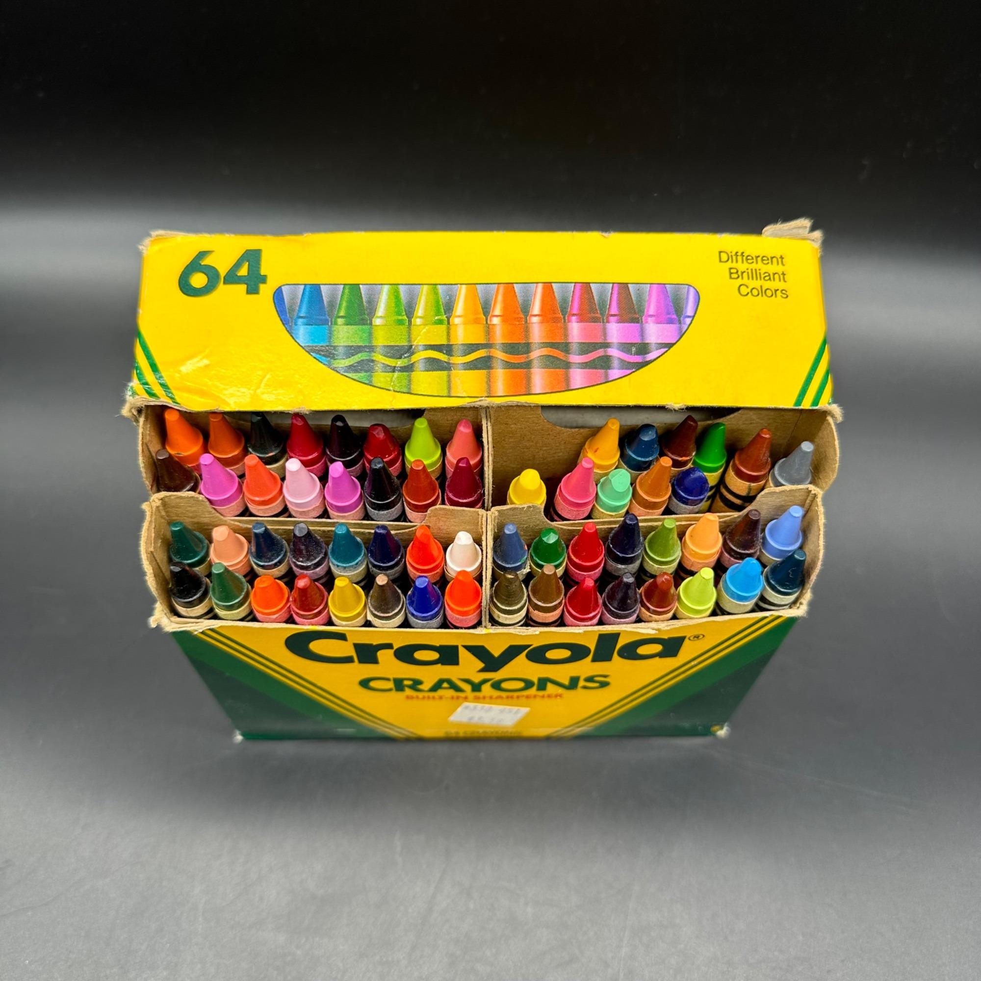 Vintage Crayola Crayons 64 Count Box Built in Sharpener 1990 Used ...