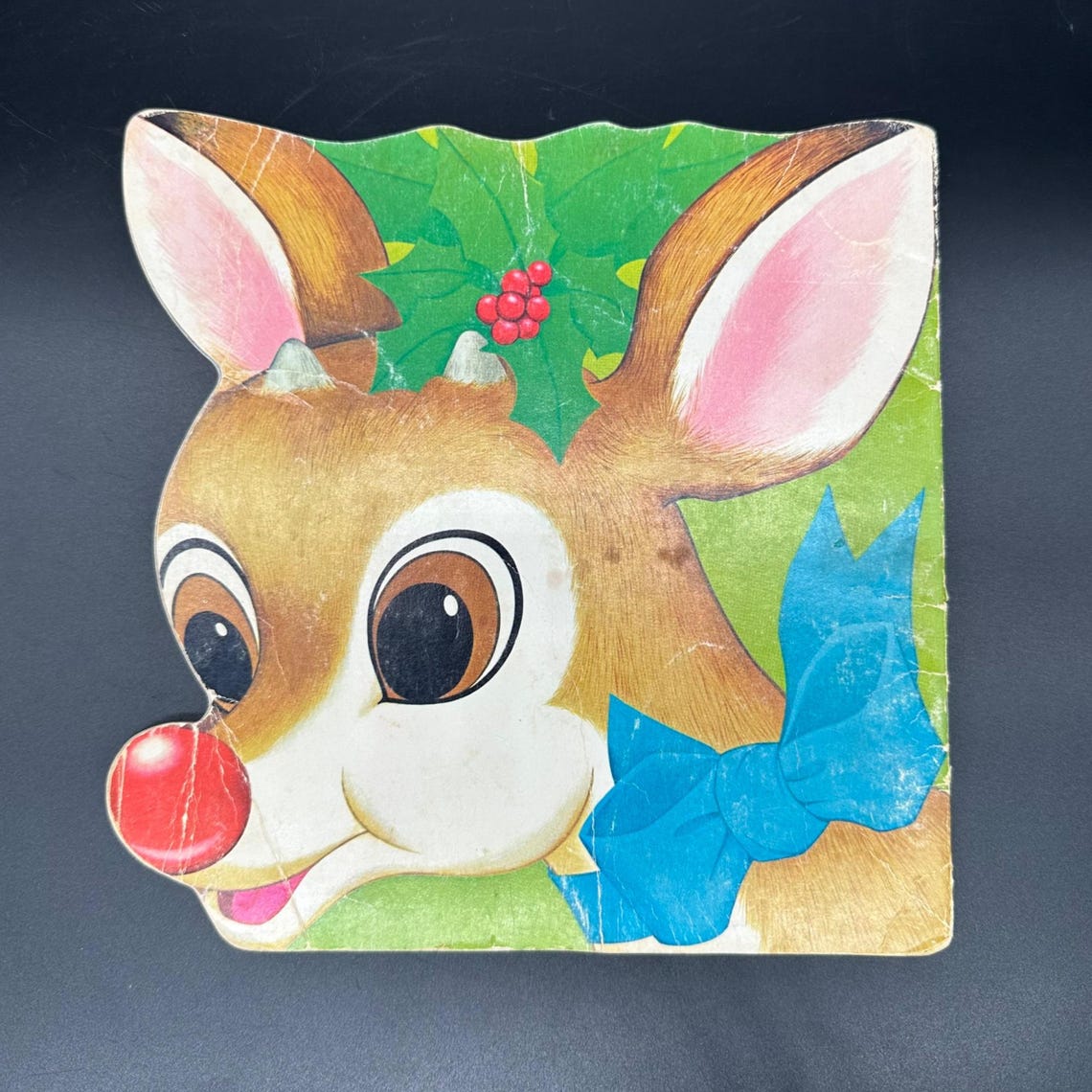 Vintage 1980 Rudolph the Red Nosed Reindeer Shape Book Christmas Golden ...