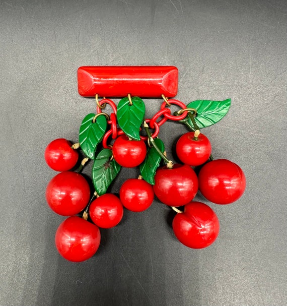 Antique Cherry Bakelite Pin Brooch Large Statement Da… - Gem