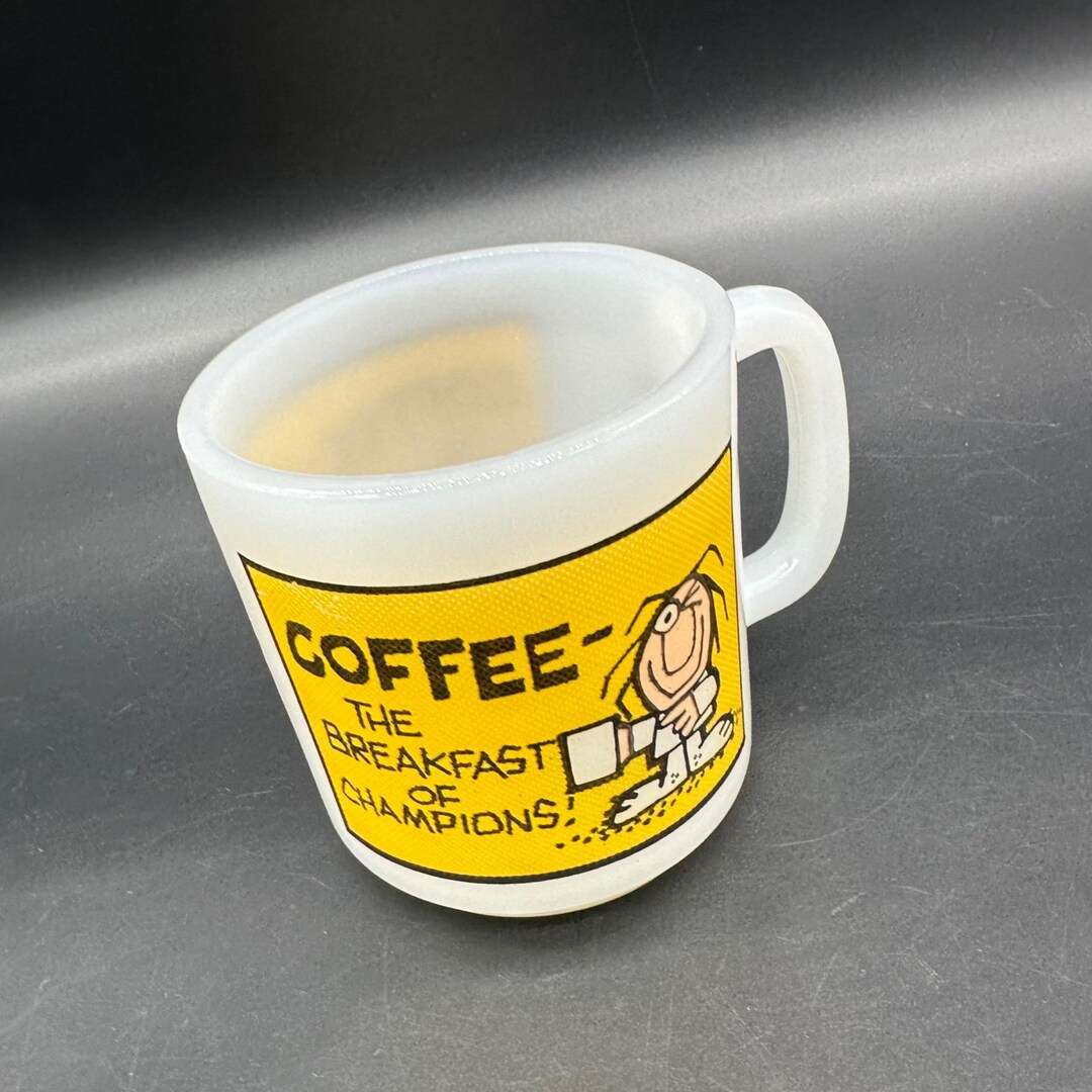Vintage Mug 1970s Coffee the Breakfast of Champions Kitschy Milk Glass ...