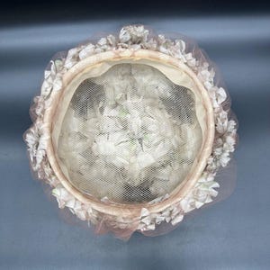 Vintage Ladies Hat Richard Original Floral Tulle Pink Ivory Church ...