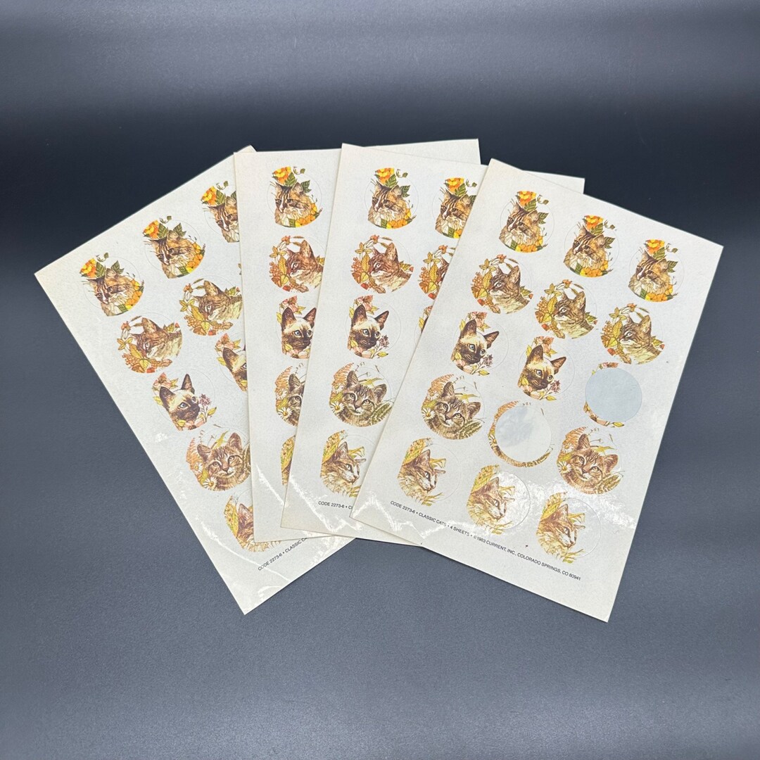 Vintage Stickers Classic Cats by Current 1983 Retro Stationary 1980s 4 ...