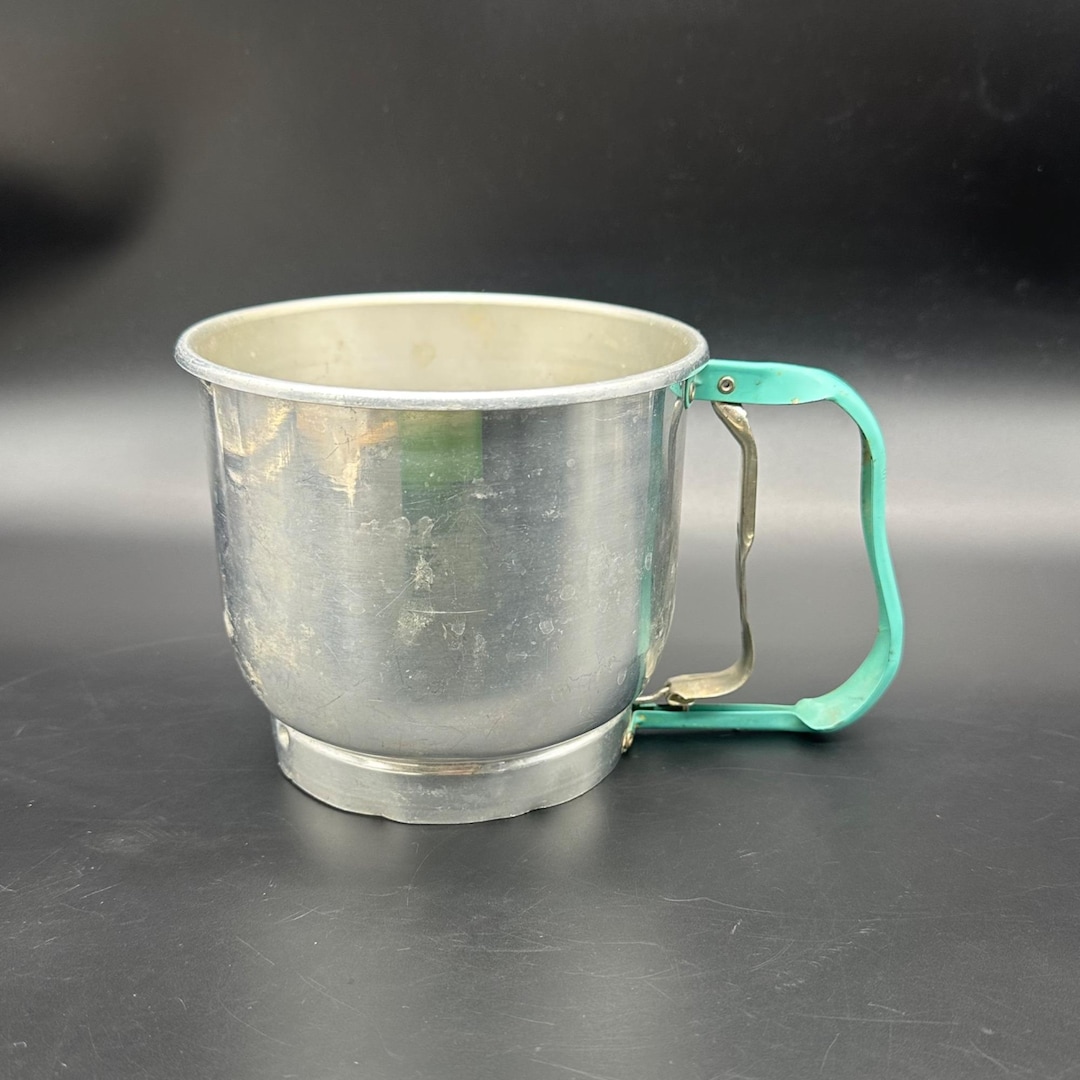 Vintage Flour Sifter Foley 5 Cup Aluminum Turquoise Handle Mid Century ...