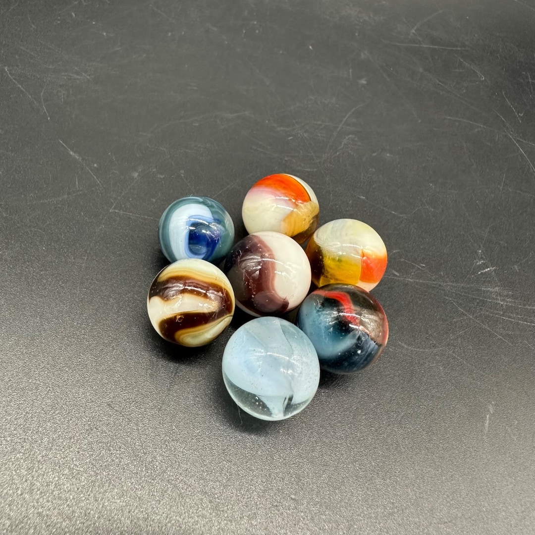 Vintage Glass Swirl Marbles Lot of 7 Toy Collectible Display Decor Some ...