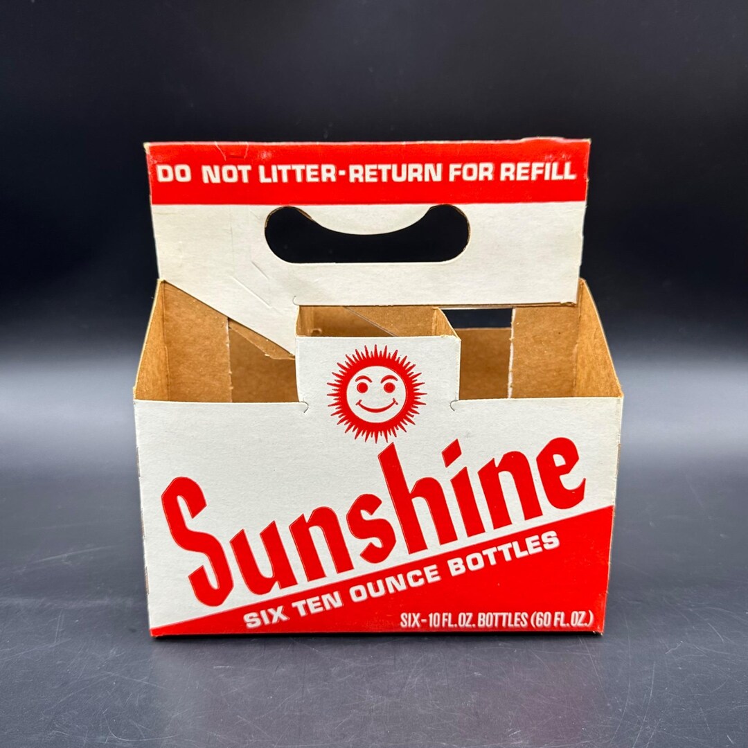 Vintage Sunshine Soda Bottle Carton Carrier Red White 1970s Cardboard ...