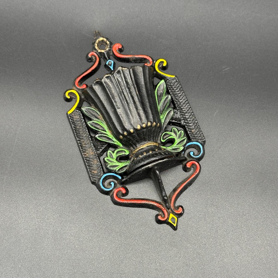 Vintage Cast Iron Matchstick Holder Wall Mount Wilton Retro Metal Decor ...