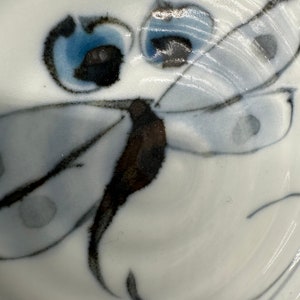 Dragonfly Dish Pottery Asian Signed Tray Handmade Plate Scalloped Edge ...