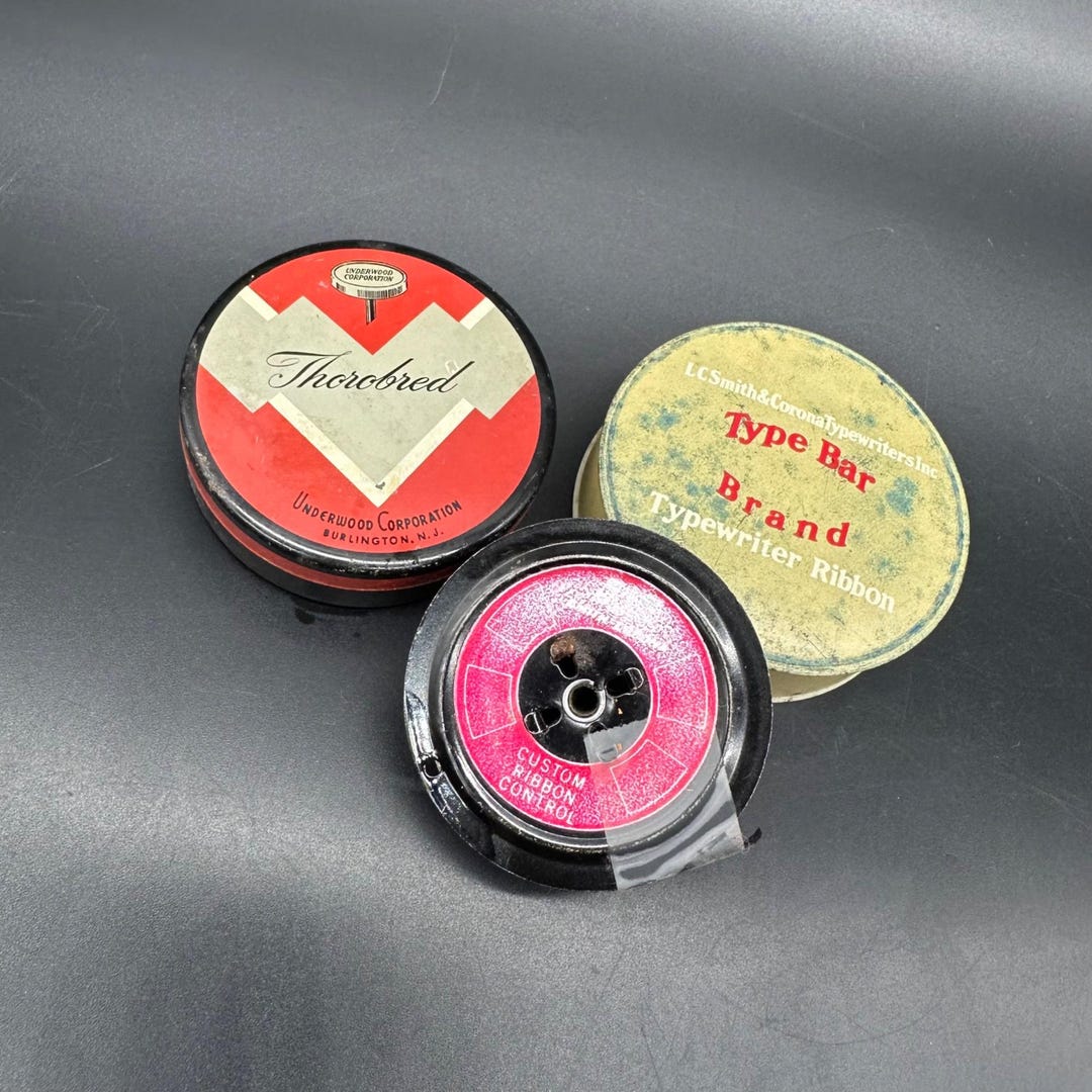 Vintage Typewriter Ribbon Tins Spool Underwood Advertising Office Decor ...