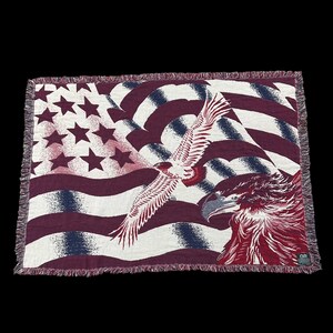 Vintage Tapestry Throw Blanket Goodwin Weavers USA Patriotic Eagle ...