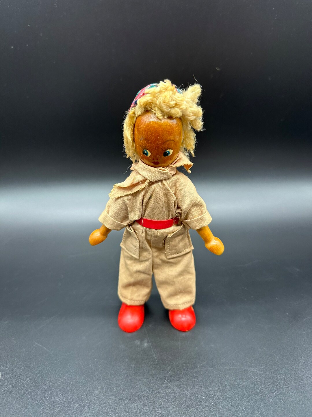 Vintage Peg Doll Wooden Polish Coveralls Hand Painted - Etsy