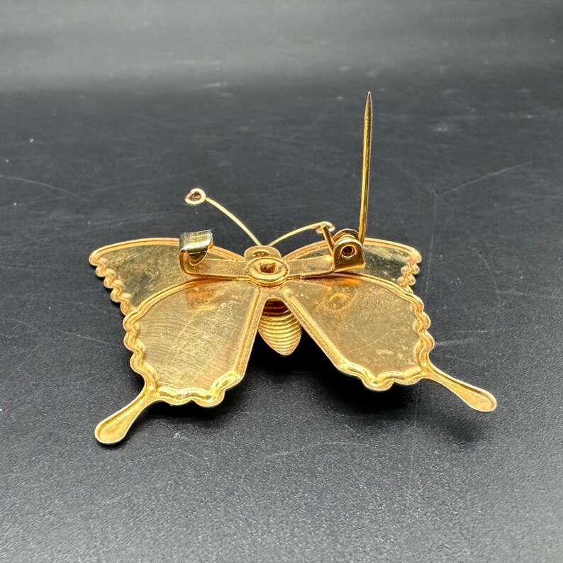 Butterfly Brooch Pin Pink Purple Glitter Gold Tone Retro Jewelry Bug ...