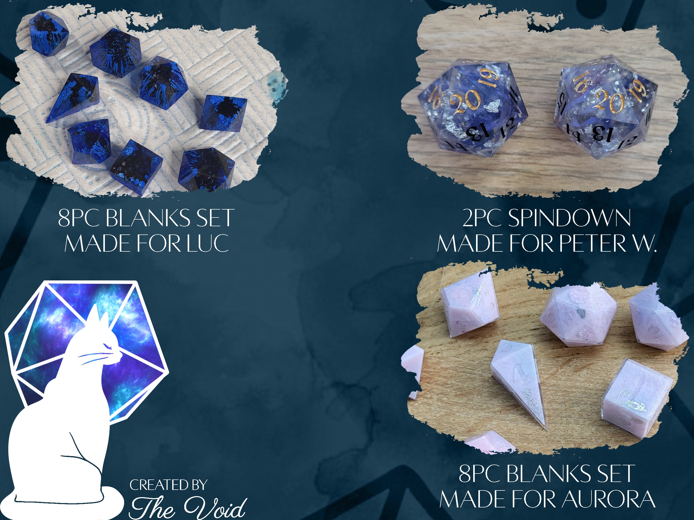 Custom Dice | Dice Commission | 9 Piece Polyhedral DND Dice Set - Etsy