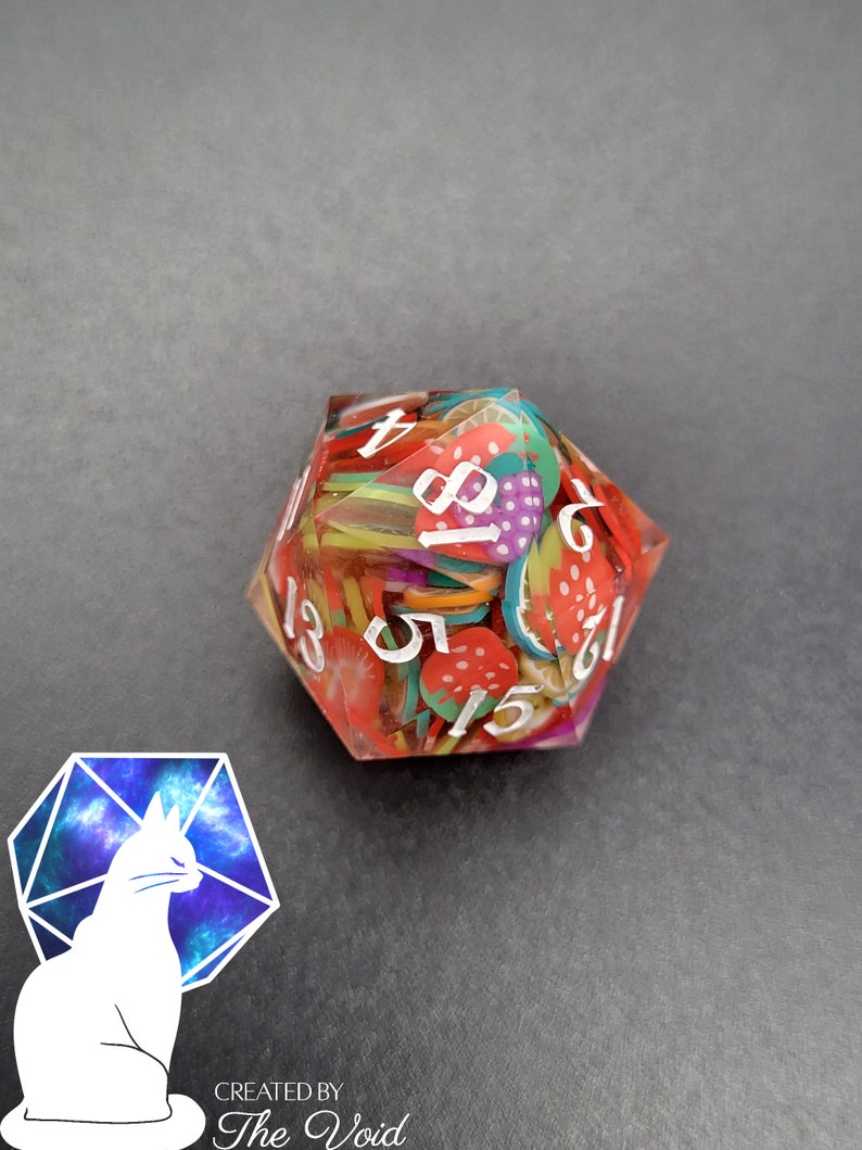 2 OR 4 Piece Polyhedral DND D20 Dice Set Fruit Salad Sweet Treats ...