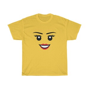 Building Block Head Girly Face T-shirt for Building Block Party - Etsy