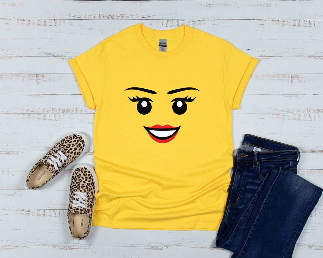 Building Block Head Girly Face T-shirt for Building Block Party - Etsy