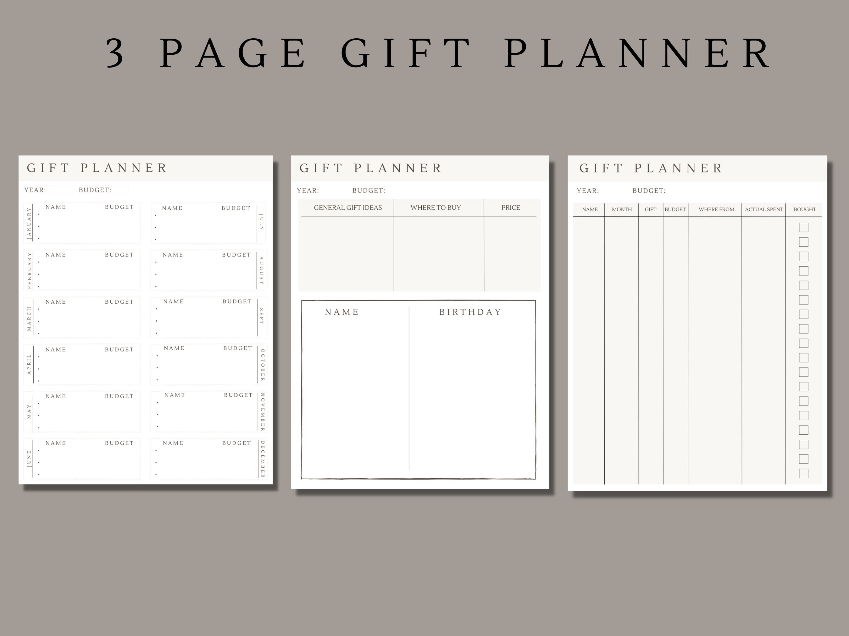 Gift Planner | Printable Gift Planner | Digital Gift Planner | Gift ...