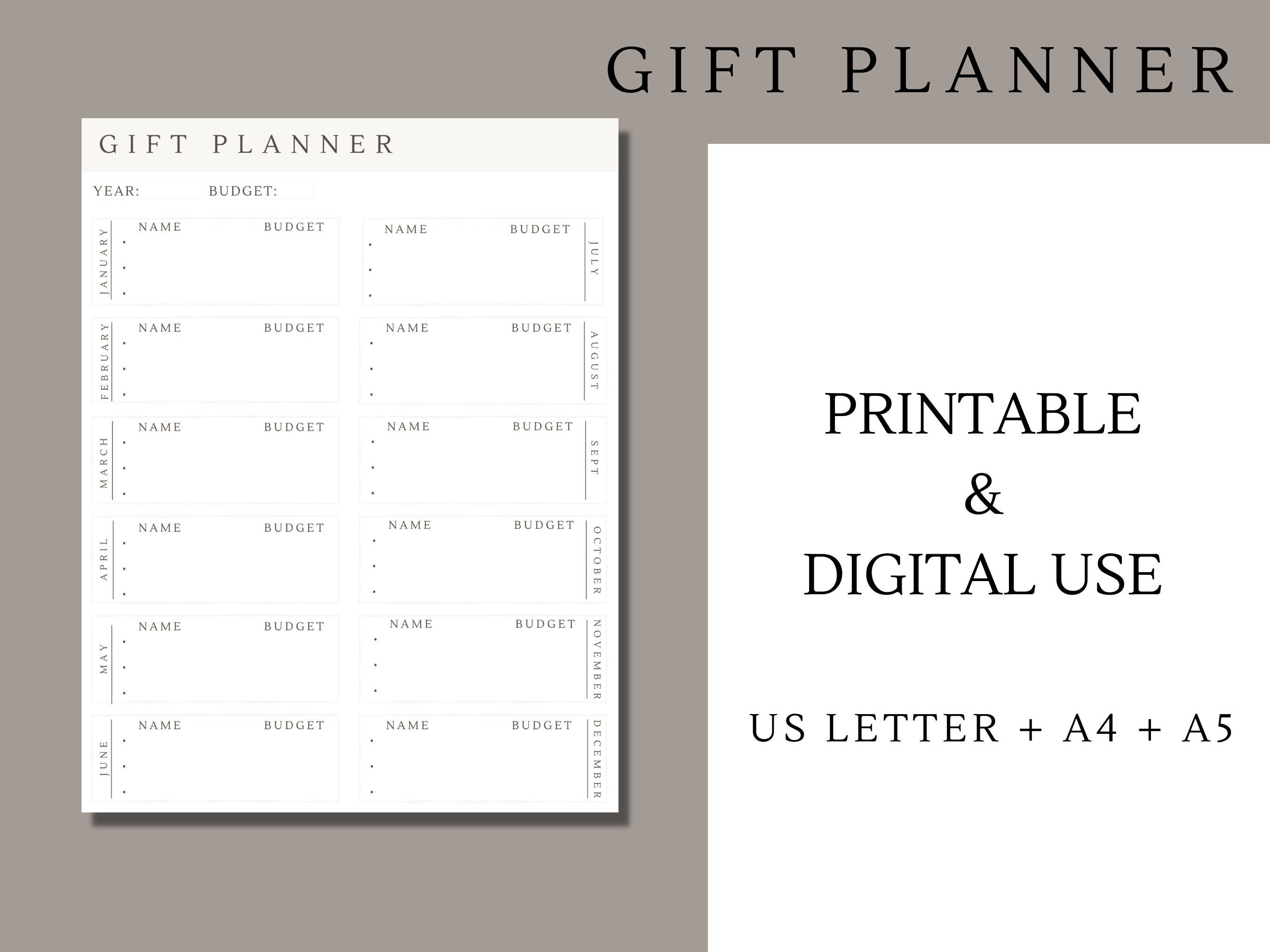 Gift Planner | Printable Gift Planner | Digital Gift Planner | Gift ...