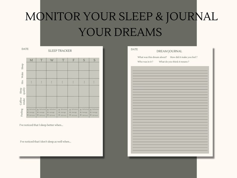 Sleep Tracker | Dream Journal | Printable Sleep Tracker | Digital Sleep ...