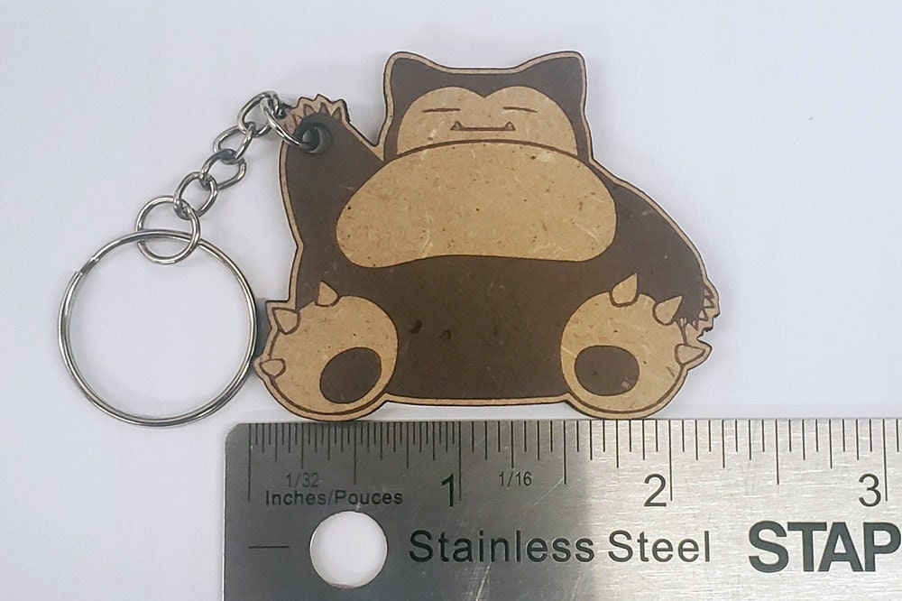 Snorlax Wood Engraved Keychain - Etsy