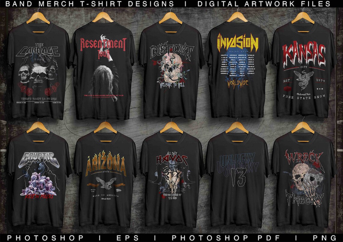 Tshirt Band Bundle 10 Band Merch Hi Res Designs PSD EPS - Etsy