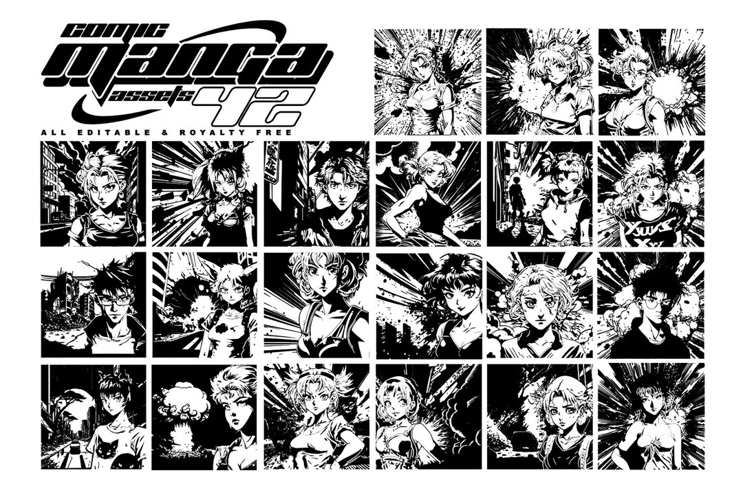 Manga 42 Assets Vector Pack Ai EPS PNG PDF Svg - Etsy