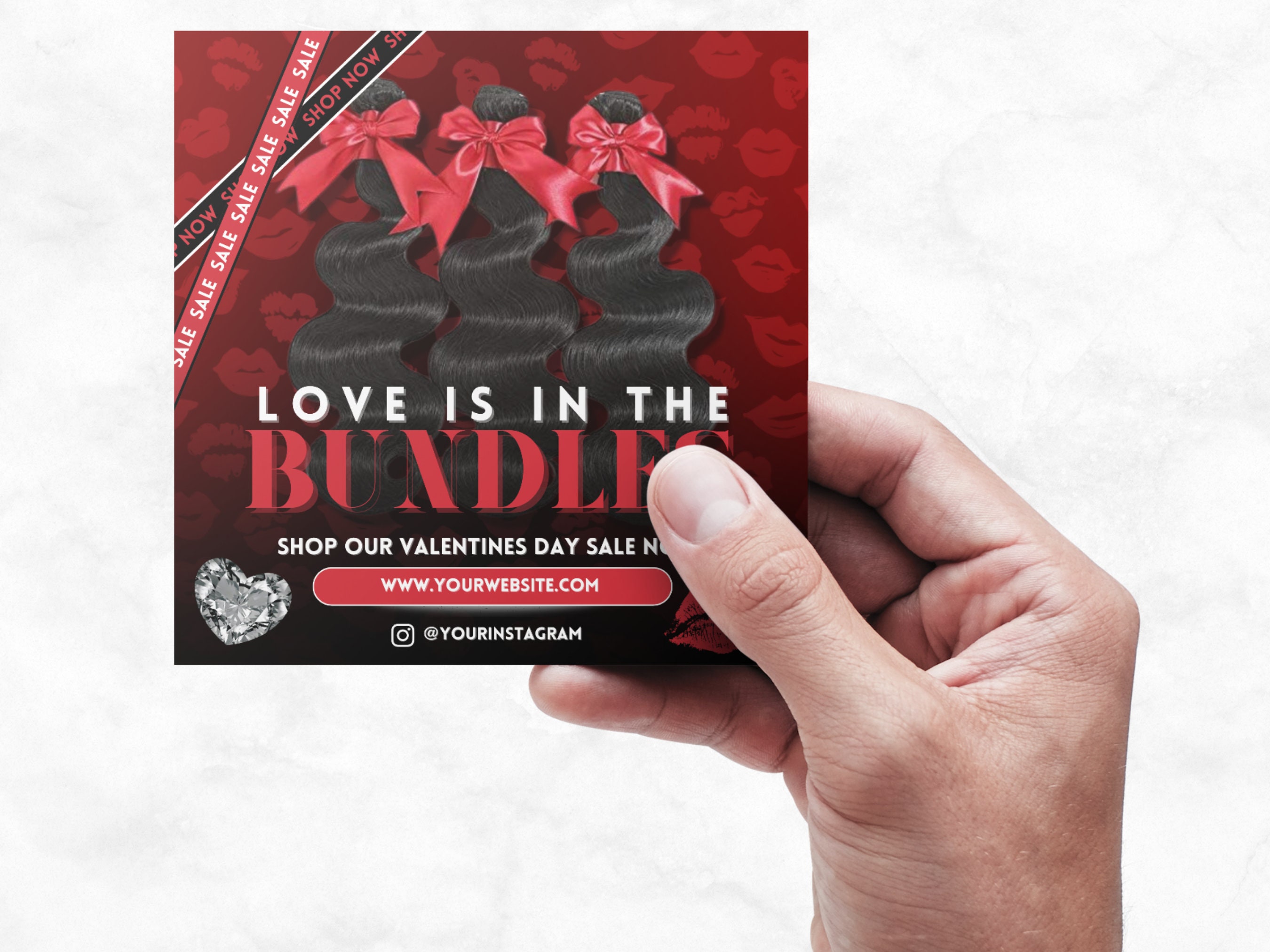 Customizable Valentine's Day Hair Bundles Sale Flyer, Hair Business ...