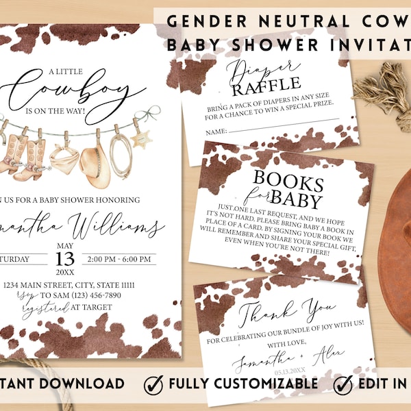 Gender Neutral Western Baby Shower Invitation - Etsy