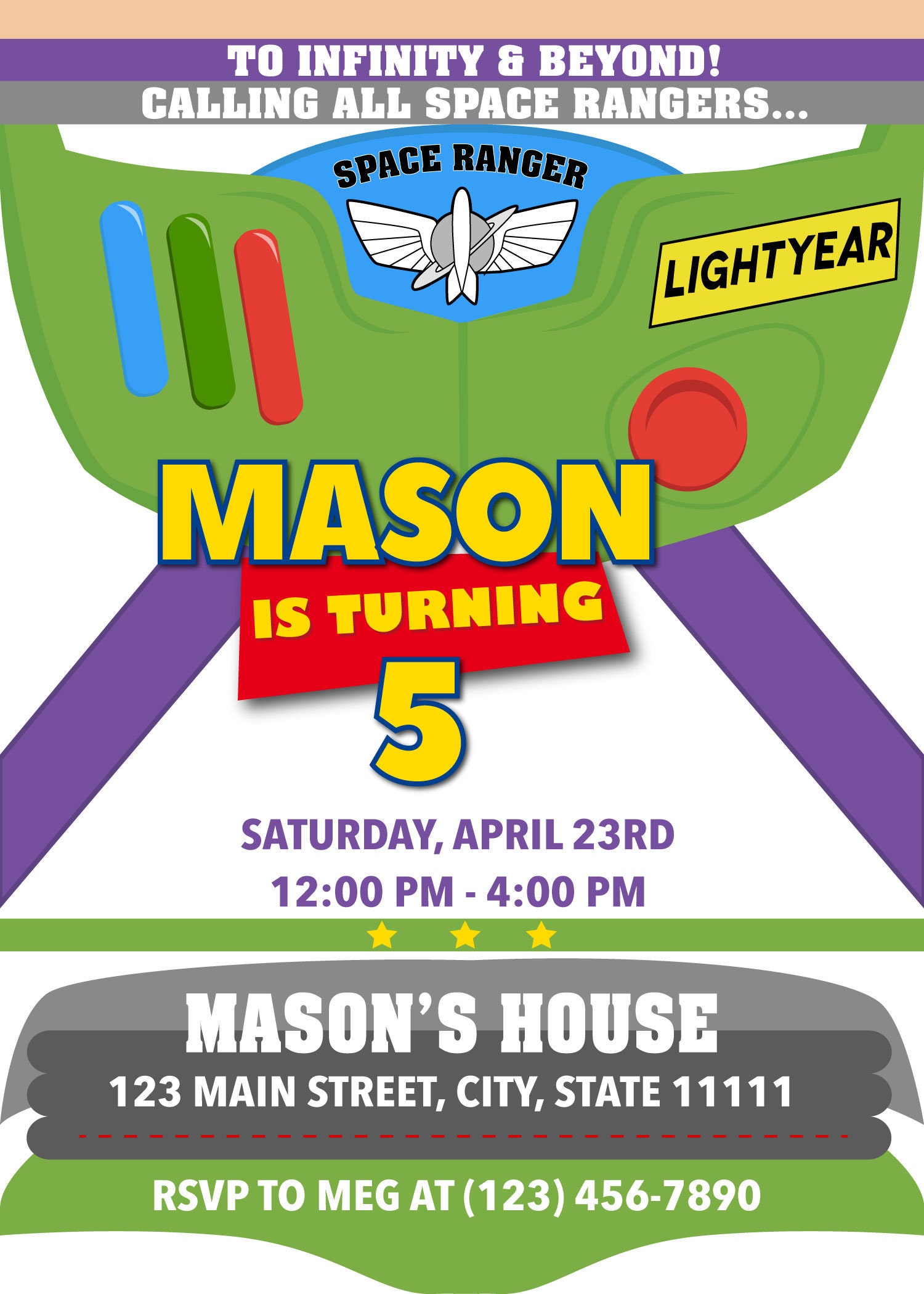 Editable Buzz Lightyear Inspired Invitation, Lightyear Invitation, Toy ...