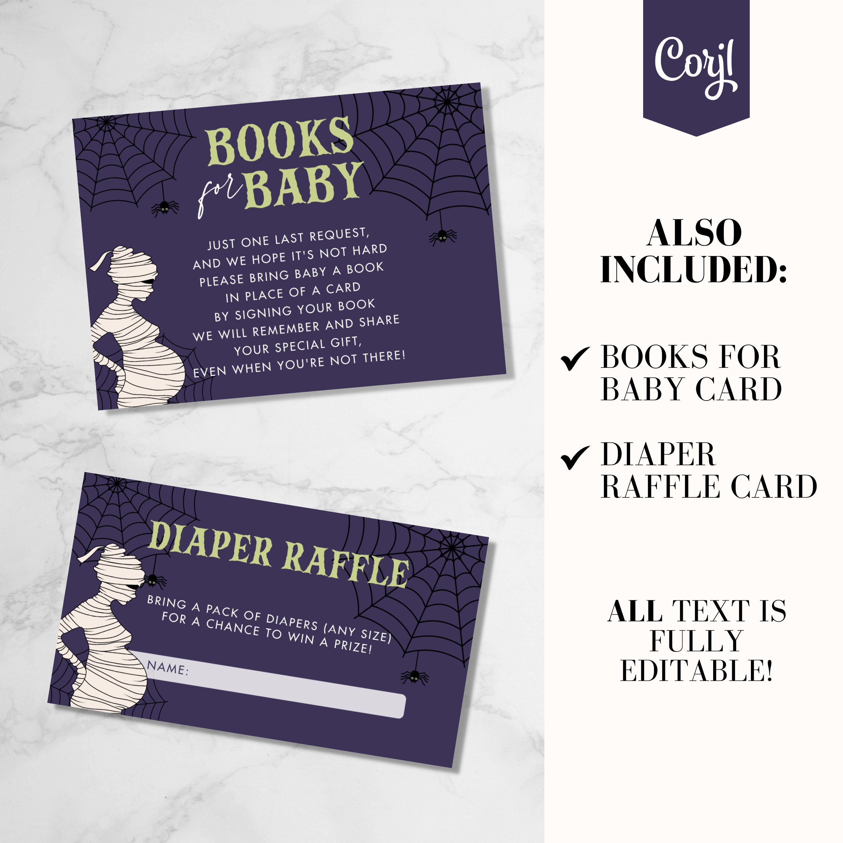 Editable Instant Download Halloween Baby Shower Invitation Bundle ...