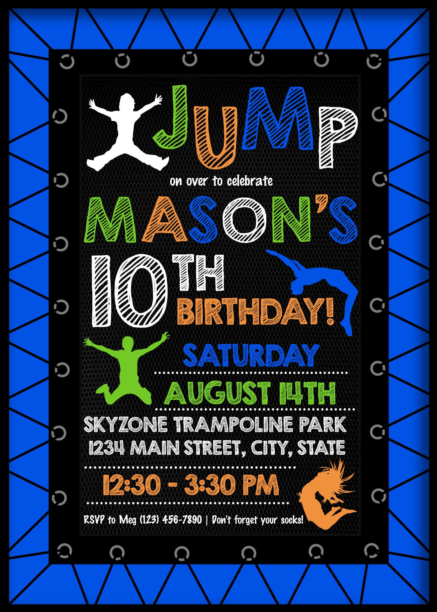 Editable Jump Invitation, Jump and Play Birthday Trampoline Party ...