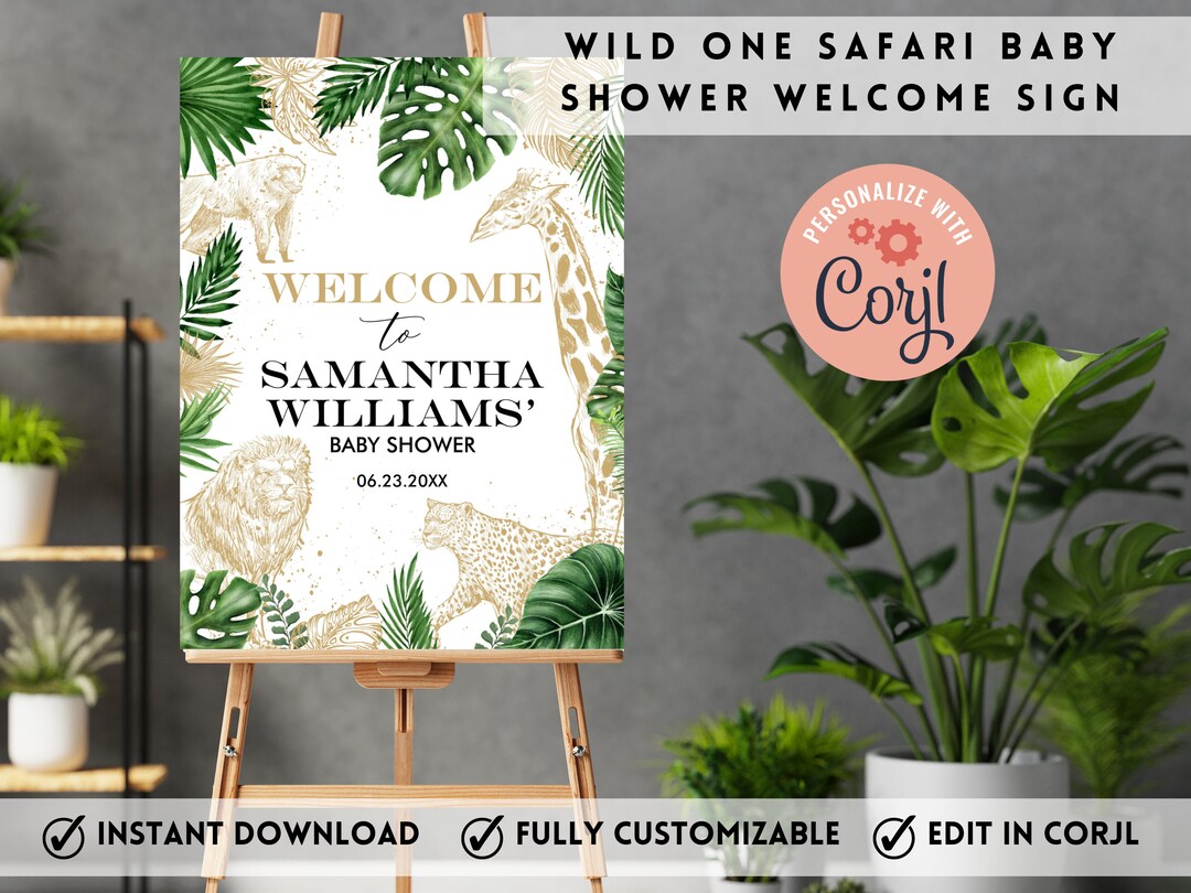 Safari Wild One Baby Shower Welcome Sign, Safari Baby Shower Welcome ...