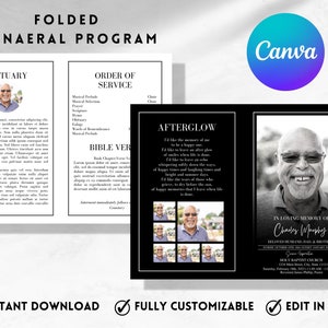 Funeral Obituary Template, Memorial Obituary, Folded Funeral Program ...