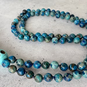 The Emotional Healing Mala - Blue Sea Sediment Jasper and Turquoise - Etsy