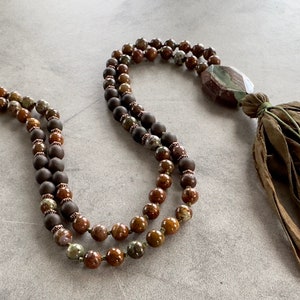 The Mala of Positive Thinking - Golden Turquoise and Ebony Sandalwood ...
