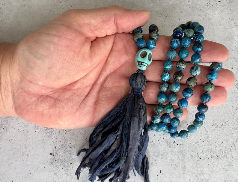 The Emotional Healing Mala Blue Sea Sediment Jasper and Turquoise - Etsy