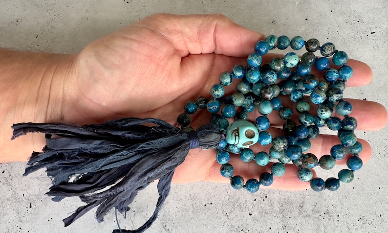 The Emotional Healing Mala Blue Sea Sediment Jasper and Turquoise - Etsy