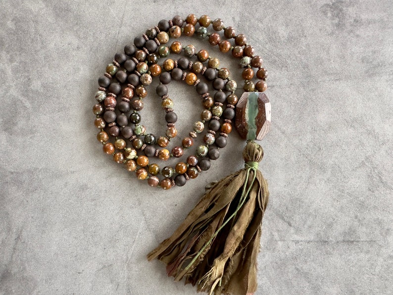 The Mala of Positive Thinking - Golden Turquoise and Ebony Sandalwood ...