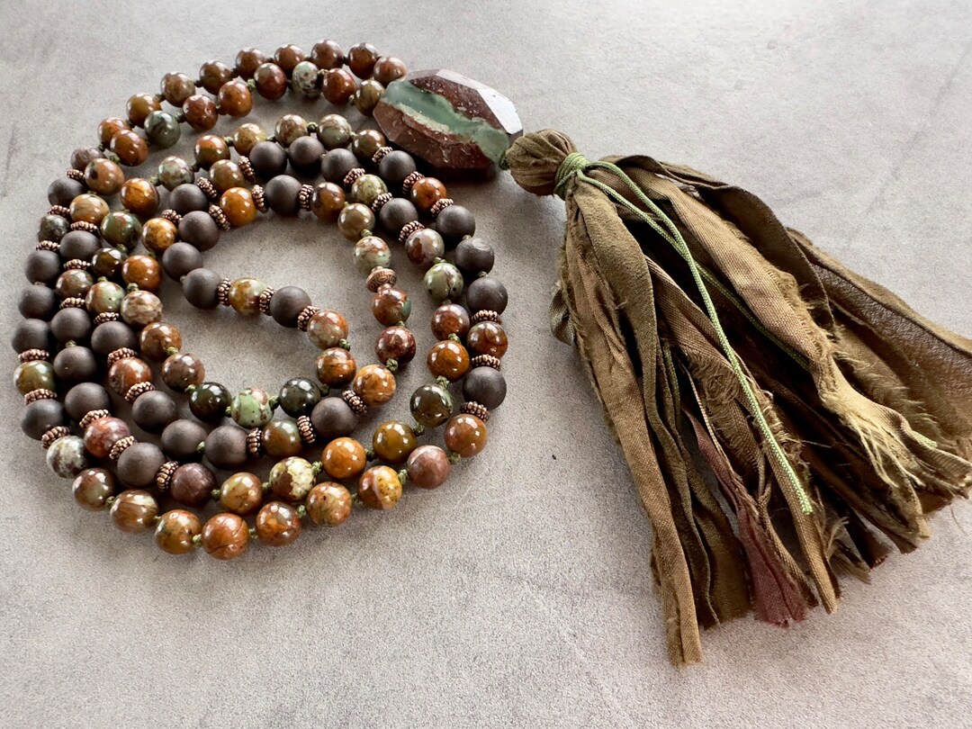 The Mala of Positive Thinking - Golden Turquoise and Ebony Sandalwood - Etsy
