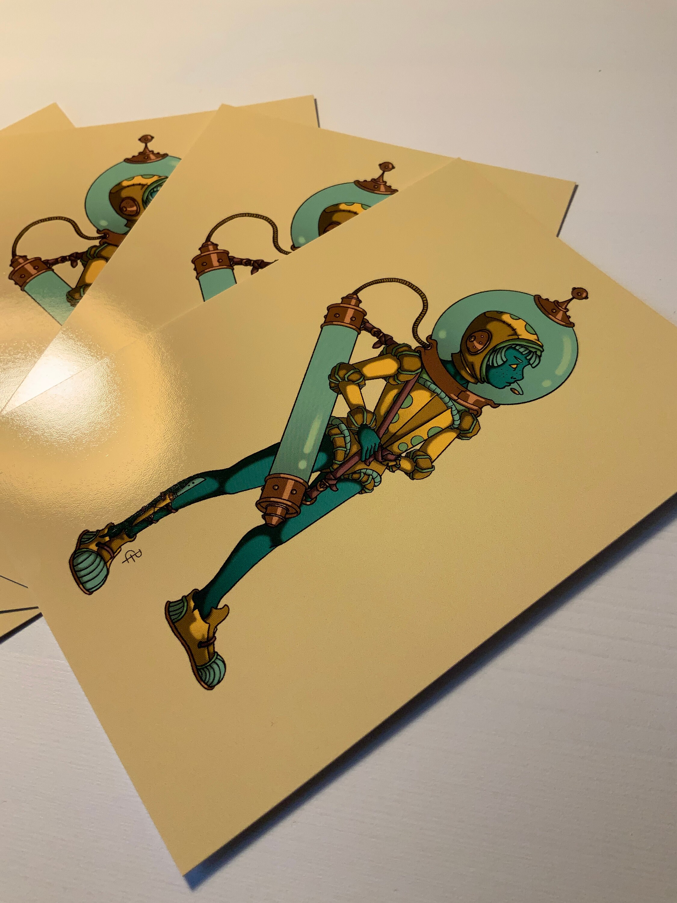 Postcard Cosmonaut/ Astronaut/ Alien Girl - Etsy