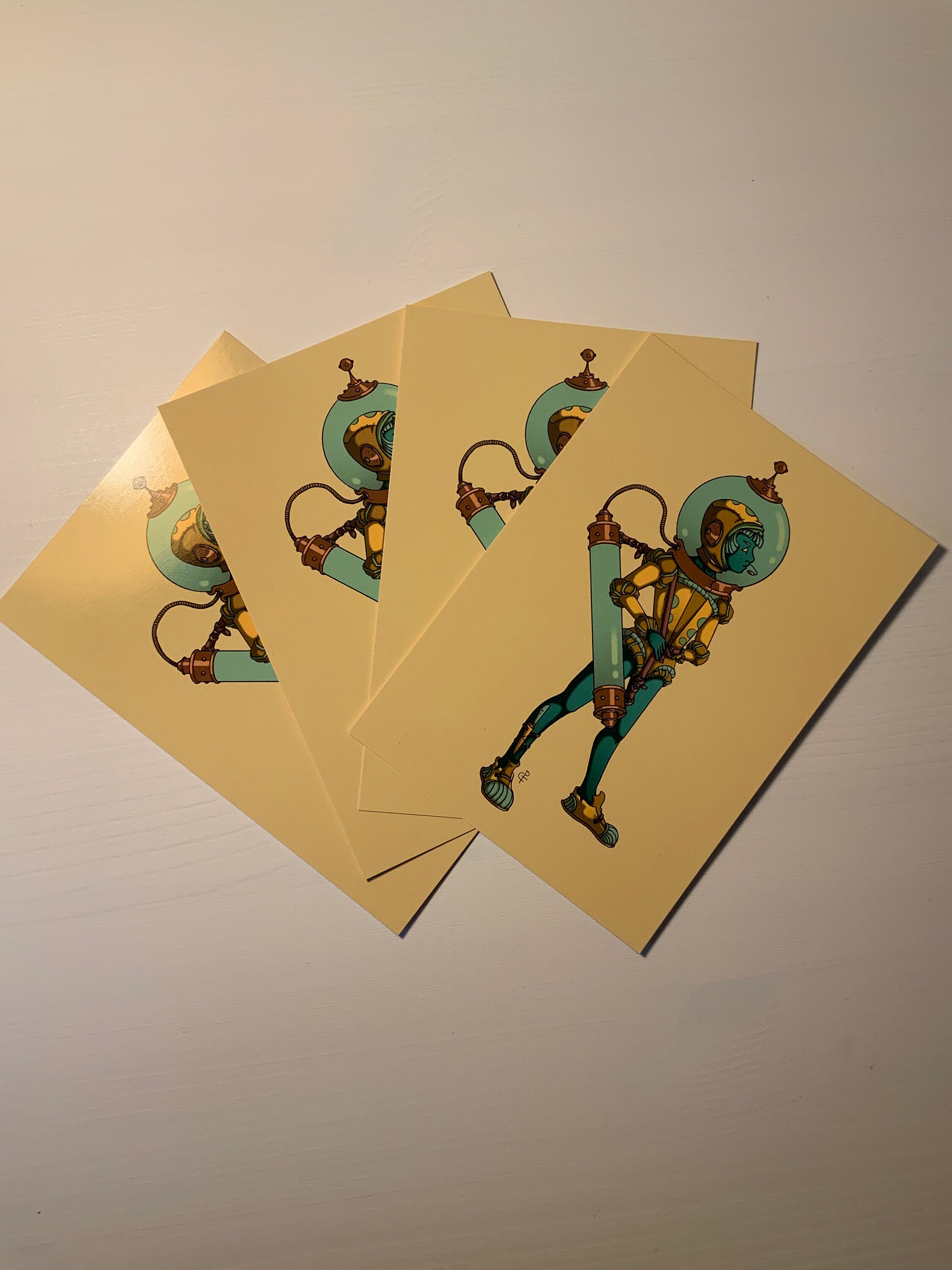 Postcard Cosmonaut/ Astronaut/ Alien Girl - Etsy