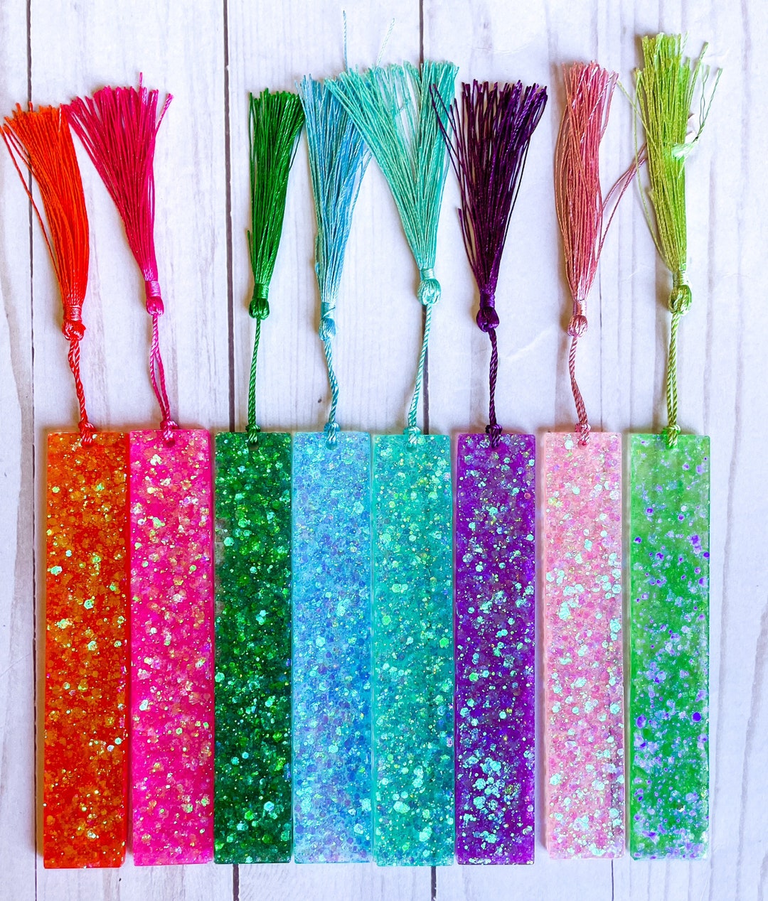 Super Bright Glitter Resin Bookmark - Neon - Iridescent - Holographic ...