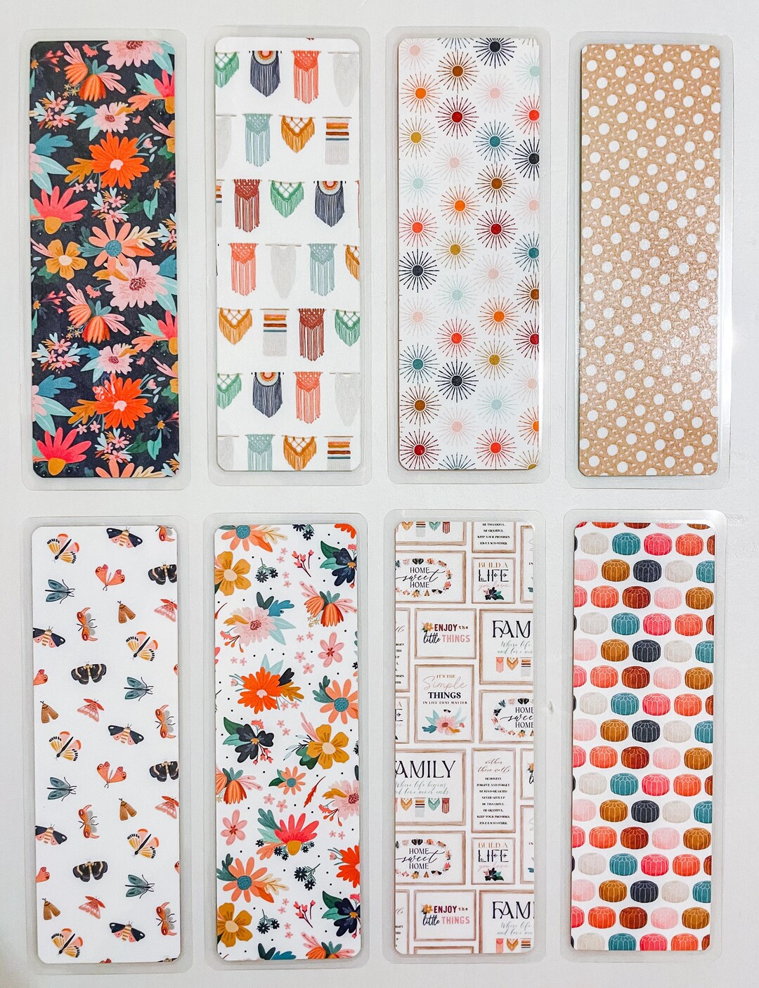 Boho Chic Mint and Coral | Double Sided Laminated Bookmarks - Etsy