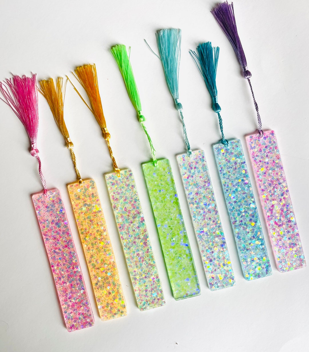 Iridescent Pastel Glitter Resin Bookmark, Spring Colors, Gift for ...