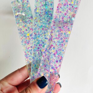 Iridescent Pastel Glitter Resin Bookmark, Spring Colors, Gift for ...