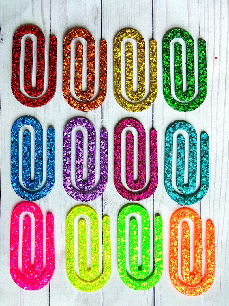 Jumbo Resin Paperclip Bookmark: Glittery Rainbow Colors - Etsy
