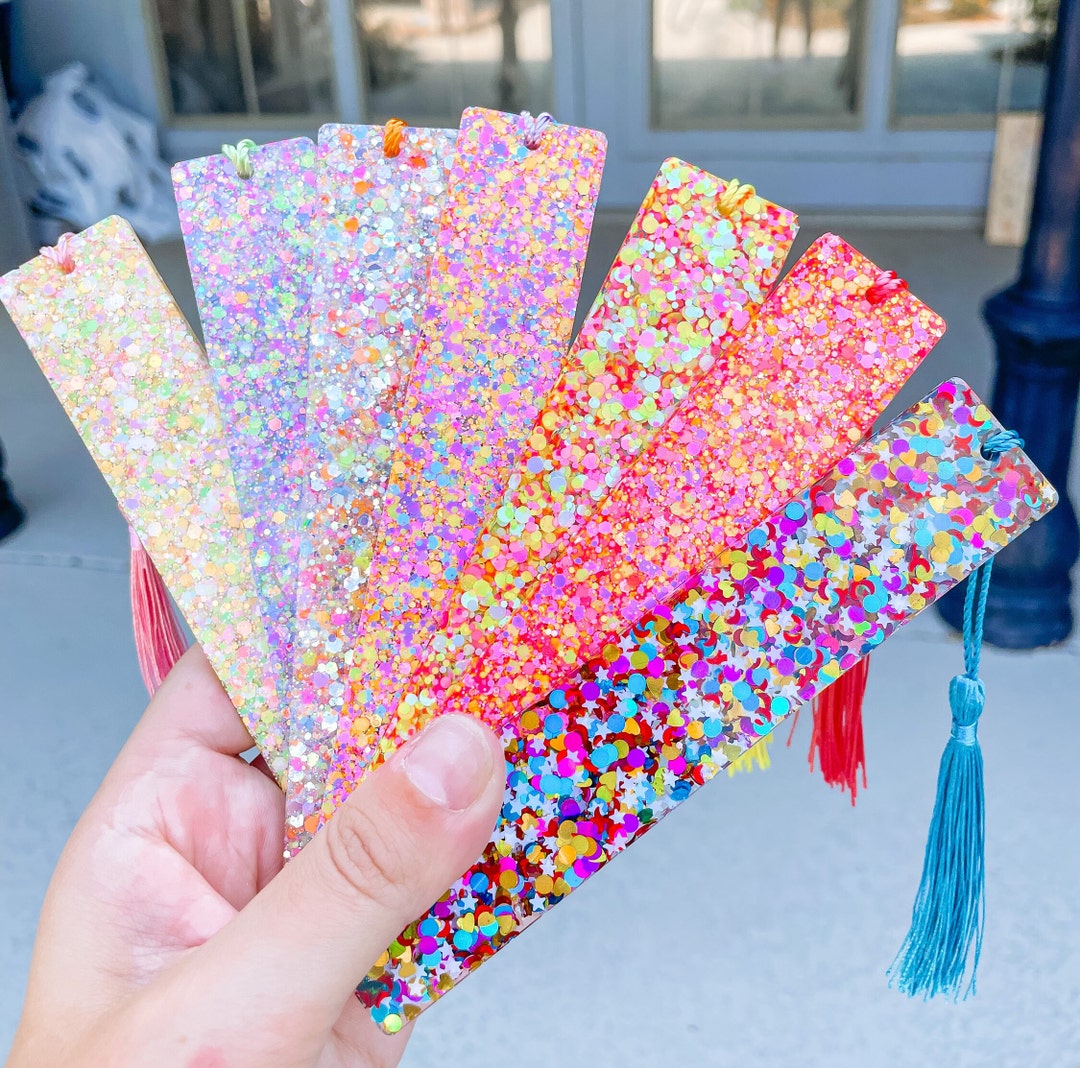 Neon Glitter Resin Bookmark: Handmade 80s, Summer Vibes, Sparkly - Etsy