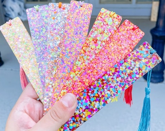 Iridescent Pastel Glitter Resin Bookmark | Gift for Readers | Handmade ...
