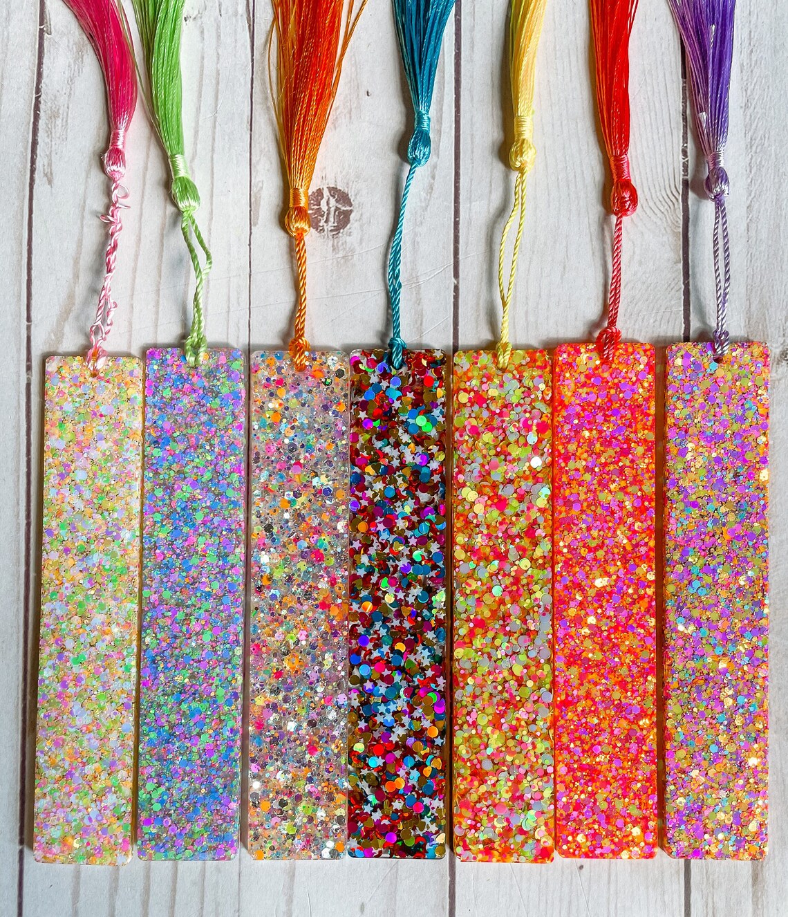 Neon Glitter Resin Bookmark: Handmade 80s, Summer Vibes, Sparkly - Etsy