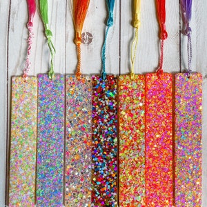 Neon Glitter Resin Bookmark: Handmade 80s, Summer Vibes, Sparkly - Etsy